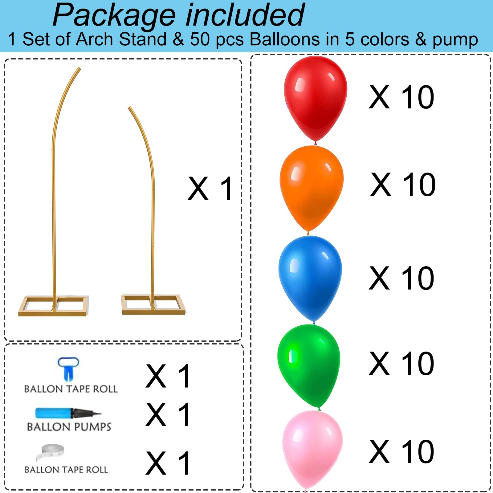 Metal Wedding Backdrop Stand | 6.8Ft & 8Ft Curved Top Wedding Arch Frame | Set of 2 Balloon Flower Backdrop Stands for Ceremony Birthday Baby Shower Anniversary Background Decoration