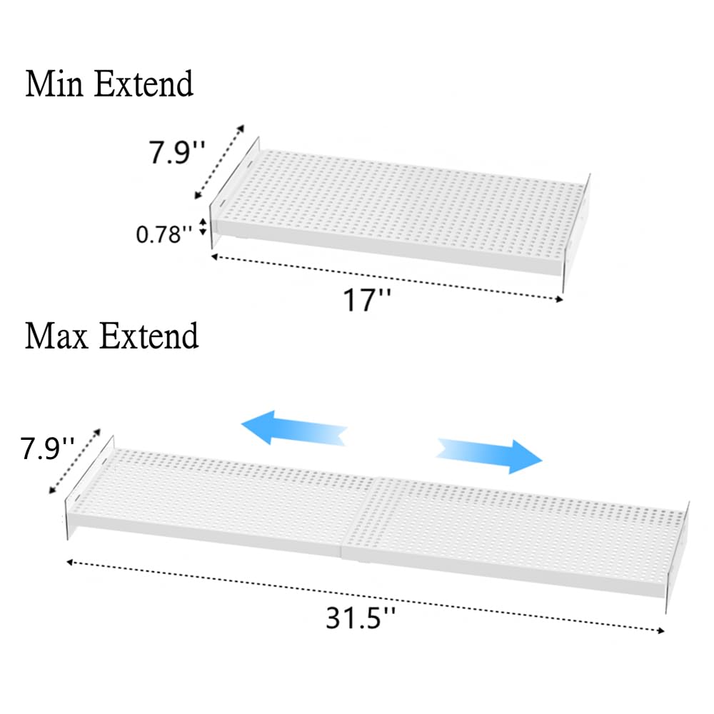 MIYUPTC Expandable Closet Shelf, Heavy Duty Tension Shelf Cabinet Organizer, Strong Adhesive Closet Divider for Kitchen Cabinet Wardrobe Cupboard, 3 Pack