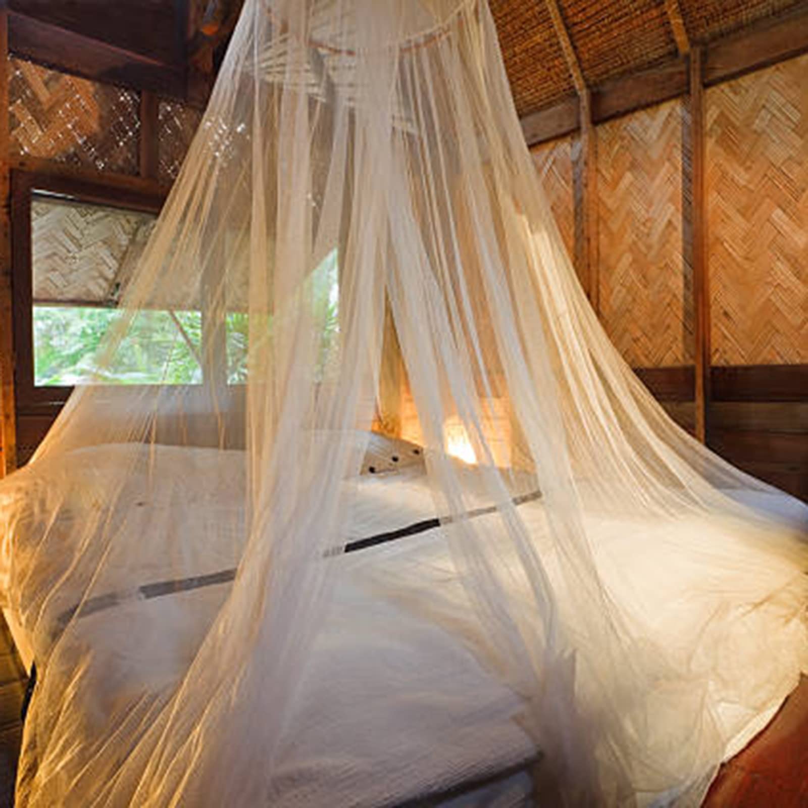 UCTHAT Mosquito Nets, Round Hoop Sheer Bed Canopy for All Kids Baby Cribs, Ideal for Home Travel(King Queen Size)