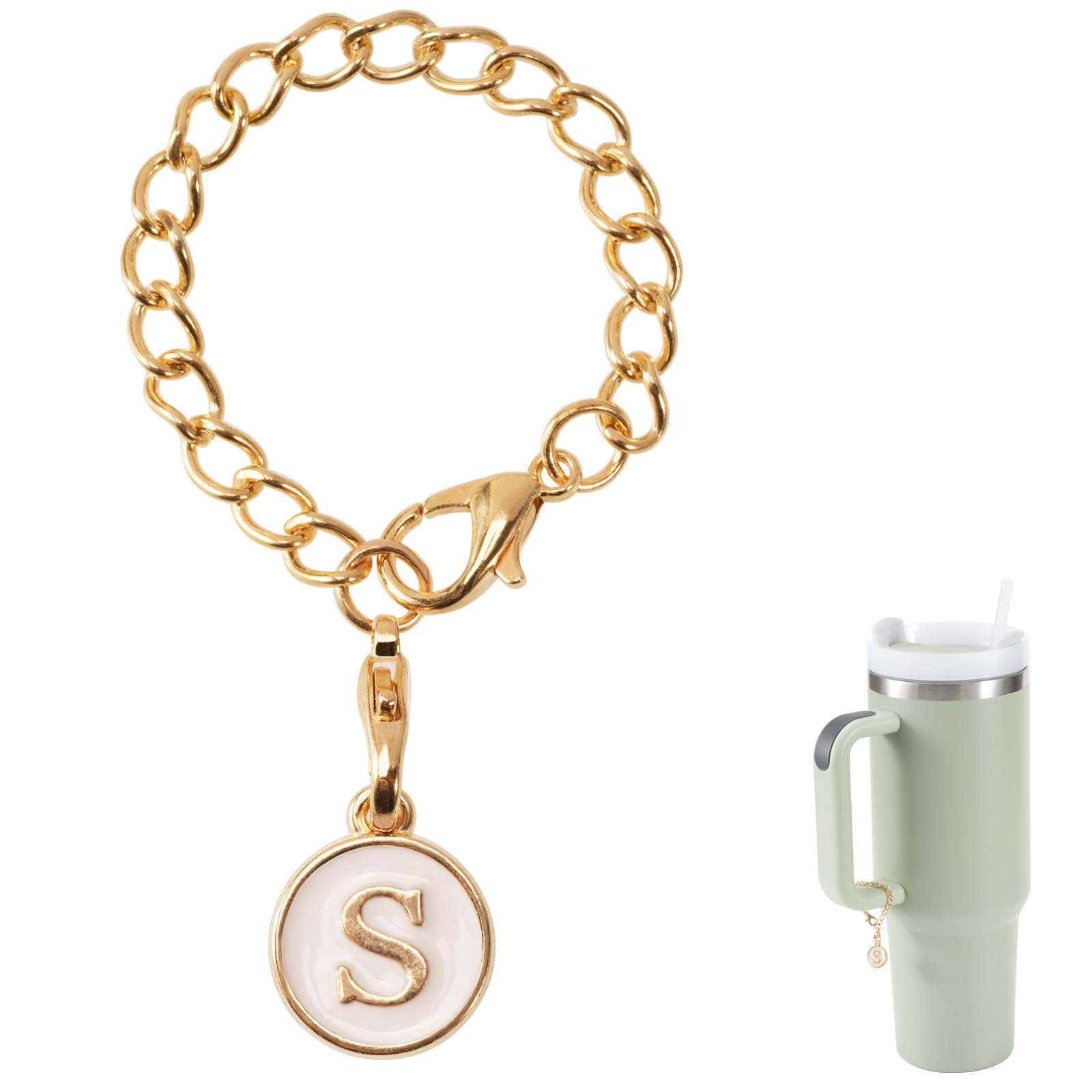 MOTAIN Letter Charm Accessories For Stanley Cup,Stainless Steel Name Id Letter Handle Charm,Upgraded Water Cup Handle Identification Letter Charm(S)