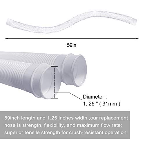 Swimming Pool Replacement Hose,1.25Inches Diameter Replacement Hose,Pool Filter Replacement Hose Compatible with filter Pump 330 GPH, 530 GPH, and 1000 GPH.(59in length)