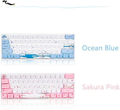 Manbala ZMX Cherry Blossom 61 Mechanical Keyboard,60%Compact Mechanical 61Keys 5.0Bluetooth/Type-C Wired Dual-Mode RGB Backlit Five-Sided Sublimation PBT Keycap Gaming Keyboard (Red Switch, Pink)