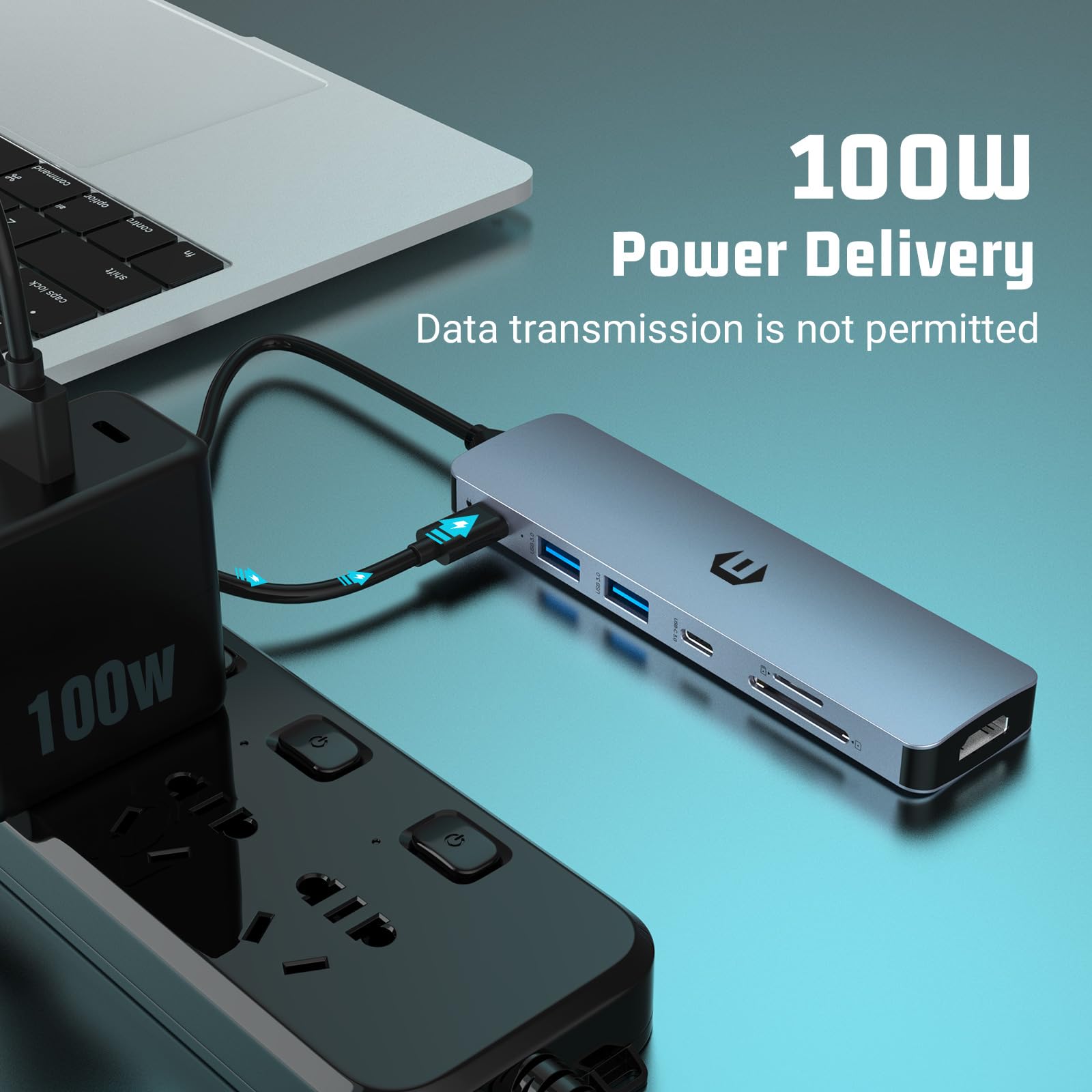USB C Hub, 7 in 1 USB C Adapter with 4K HDMI, USB C 3.0, 2 USB 3.0, 100W PD, SD/TF Card Reader USB C Dock Compatible with Thunderbolt 3, MacBook Pro/Air, Windows and Other Type C Devices