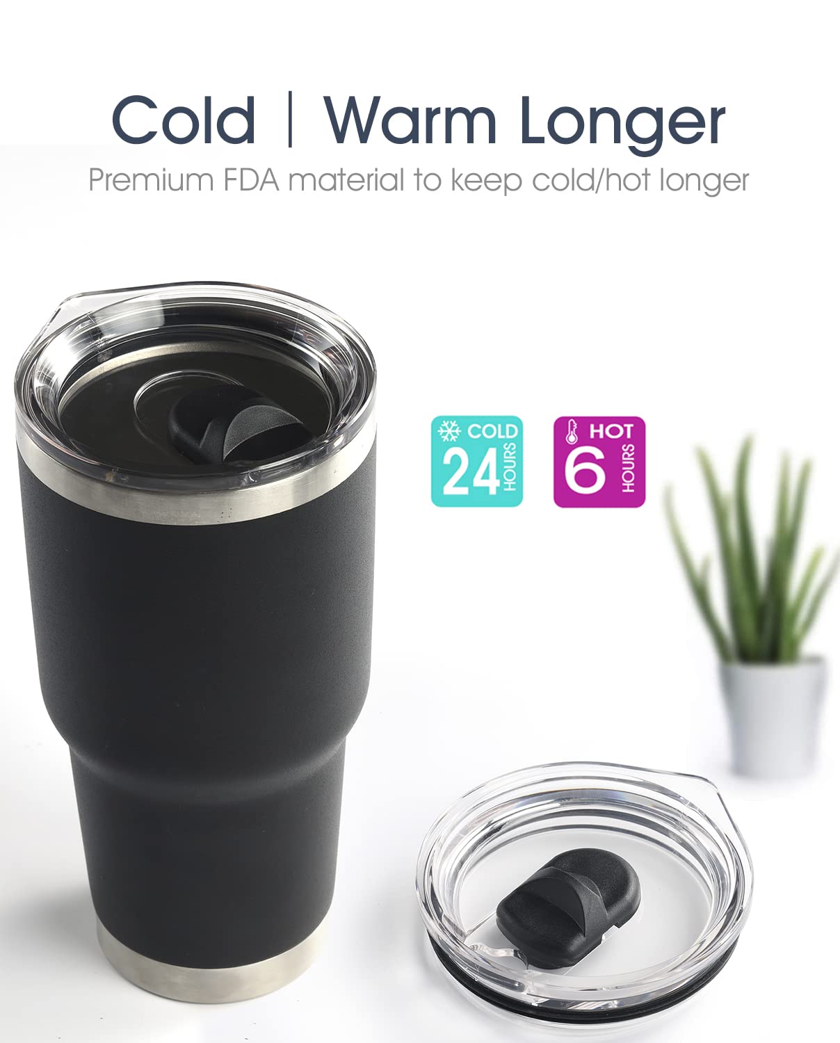 Magnetic Spill Proof Slider Lid, ALIENSX Replacement Tumbler Lids for Yeti Rambler, Ozark Trail, Old Style Rtic Coffee Tumbler (20 oz - 1 Pack)