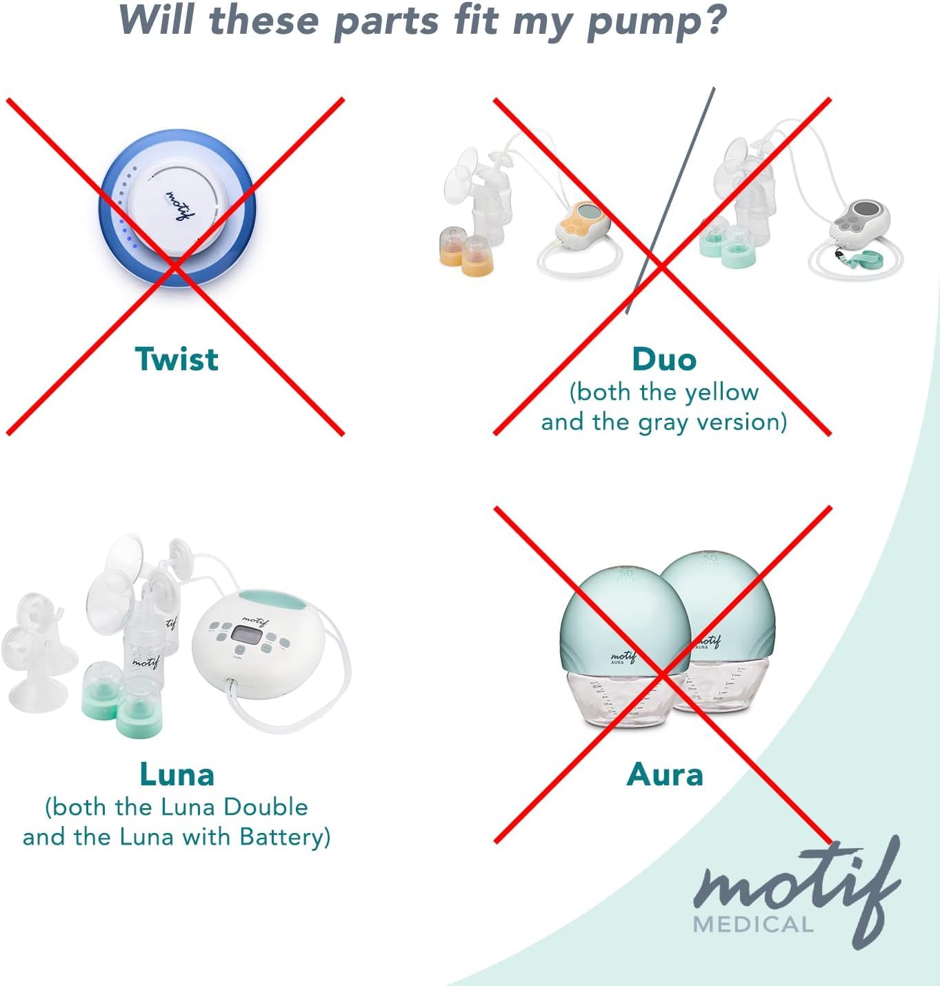 Motif Medical, Luna Breast Shields Flanges, Replacement Parts for Luna Breast Pump (19mm)