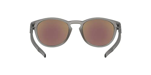 Oakley Men's Oo9349 Latch Low Bridge Fit Round Sunglasses, Matte Grey Ink/Prizm Sapphire Polarized, 53 mm