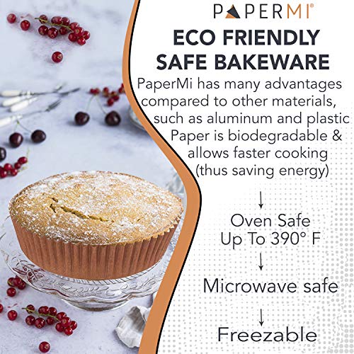 Round Paper Baking Mold 50pc, Disposable Eco- Friendly bakeware tart pans & Pie pan, Microwave Freezer Oven Safe, Providing Beautiful Forms for Bake & Serve, 3.5β x 1.25" 5oz