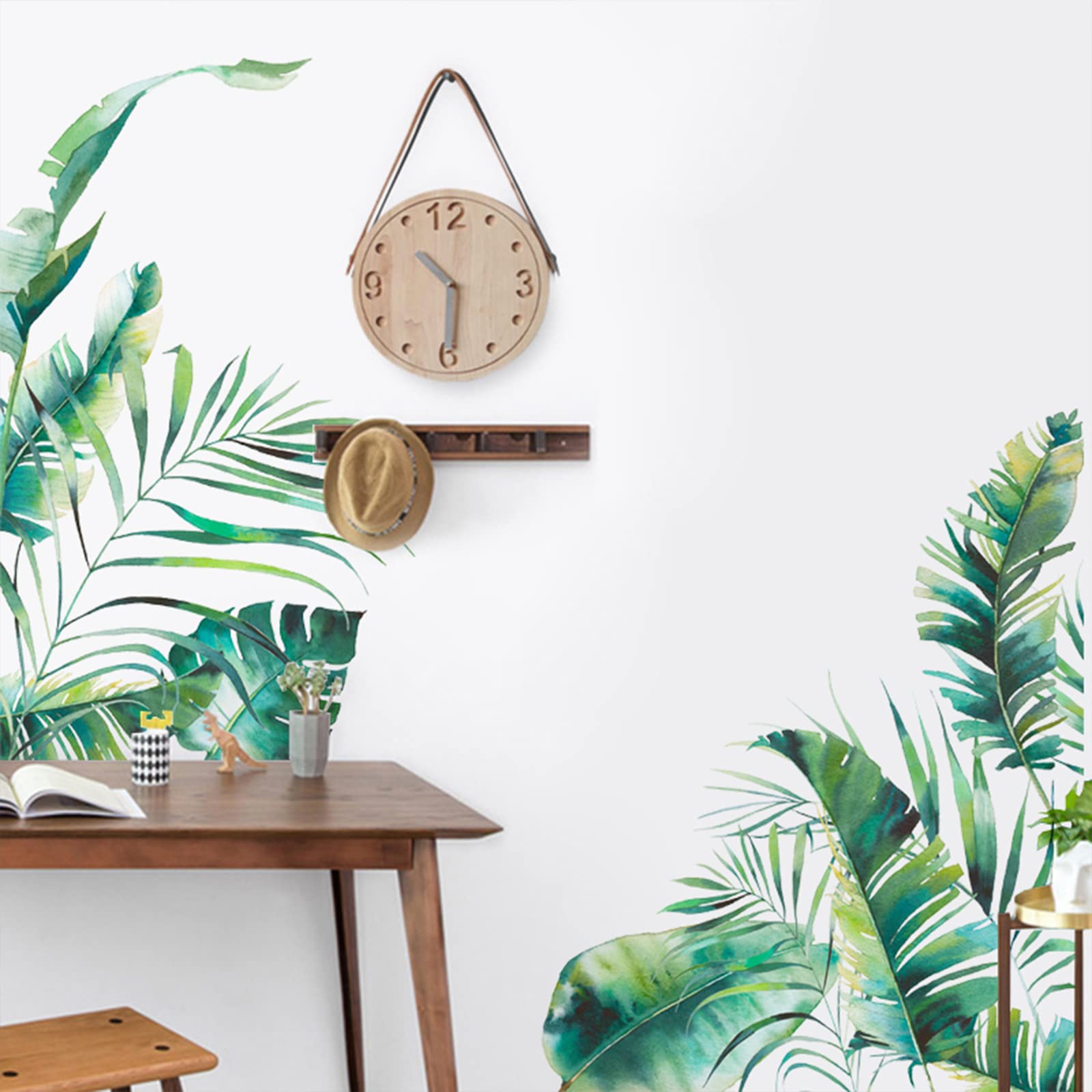 Tropical Vegetation Wall Decals Large Vinyl Green Plants Wall Stickers for Classroom Nursery Living Room Home Wall Decoration
