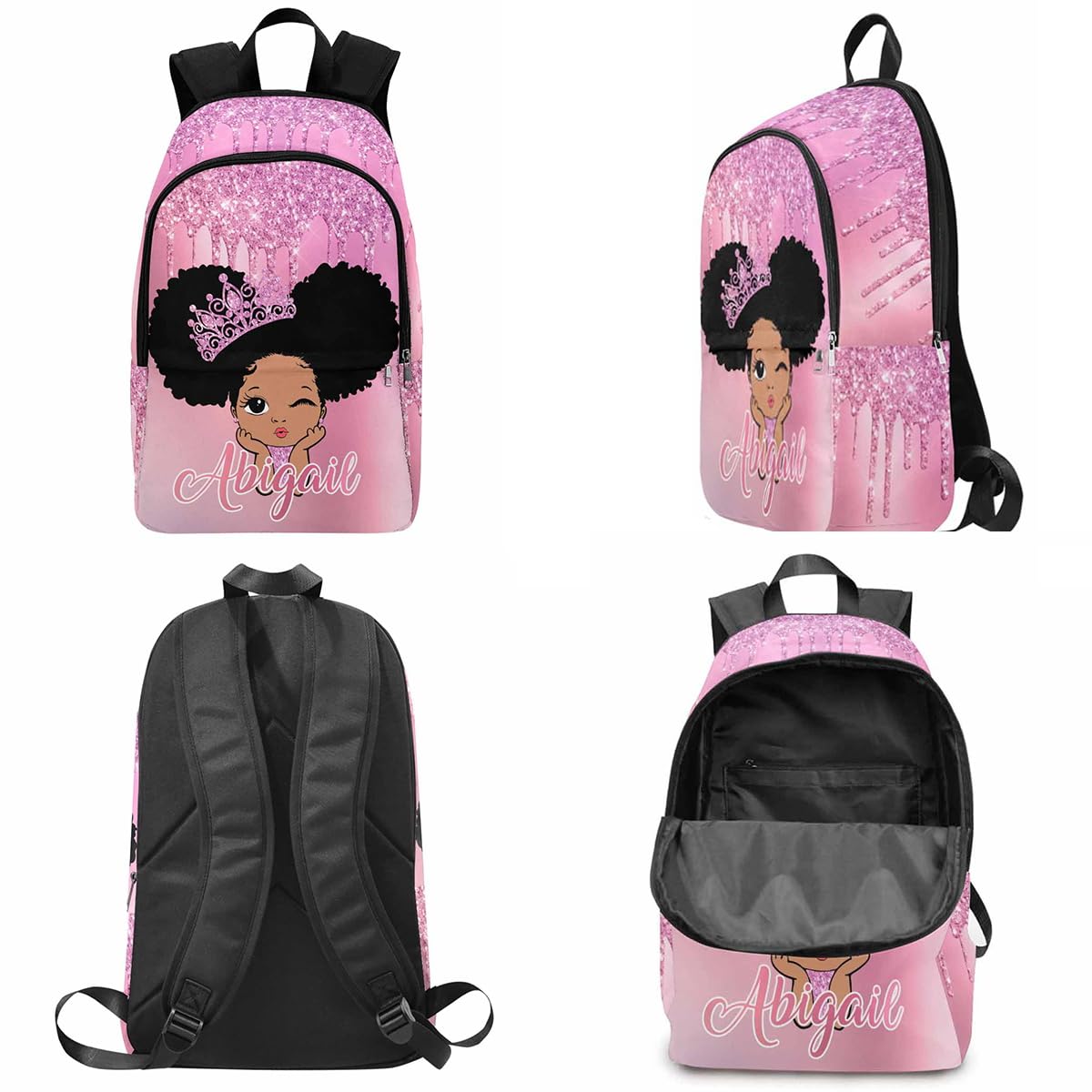 MyPupSocks Personalized Name Book Bag Backpack for Elementary Red Bow Girl Custom Casual Bookbags for Back to School Travel Picnic