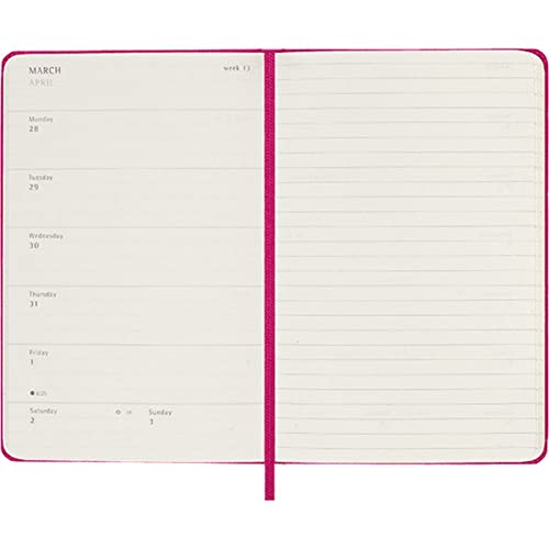 Moleskine Weekly Planner 2022, 12-Month Weekly Diary, Weekly Planner and Notebook, Hard Cover, Large Size 13 x 21 cm, Colour Bougainvillea Pink, 144 Pages