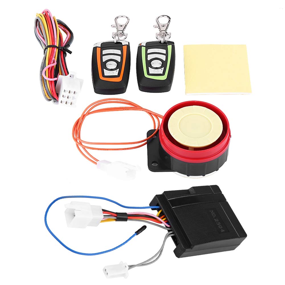 Motorcycle Alarm System, 12V Universal Motorcycle Anti-Theft System, Motorcycle Security Alarm with Double Remote Control Engine Start, Anti-Theft Security Kit for Motorcycle Bike Vehicle