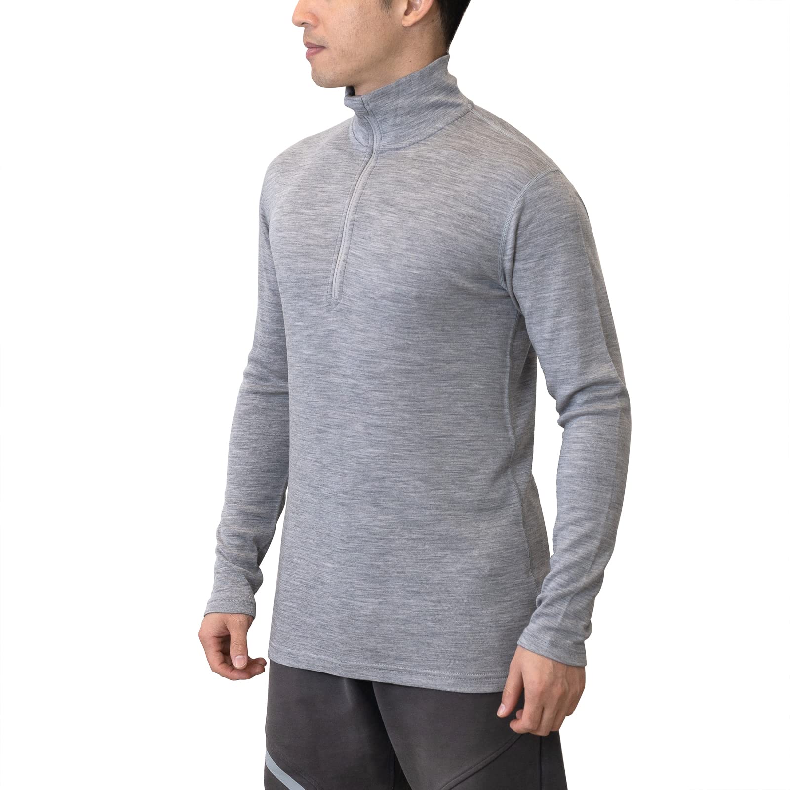 SHEEP RUN 100% Merino Wool Men's Midweight Wicking Base Layer 1/4 Zip Shirt (Olive, Large)