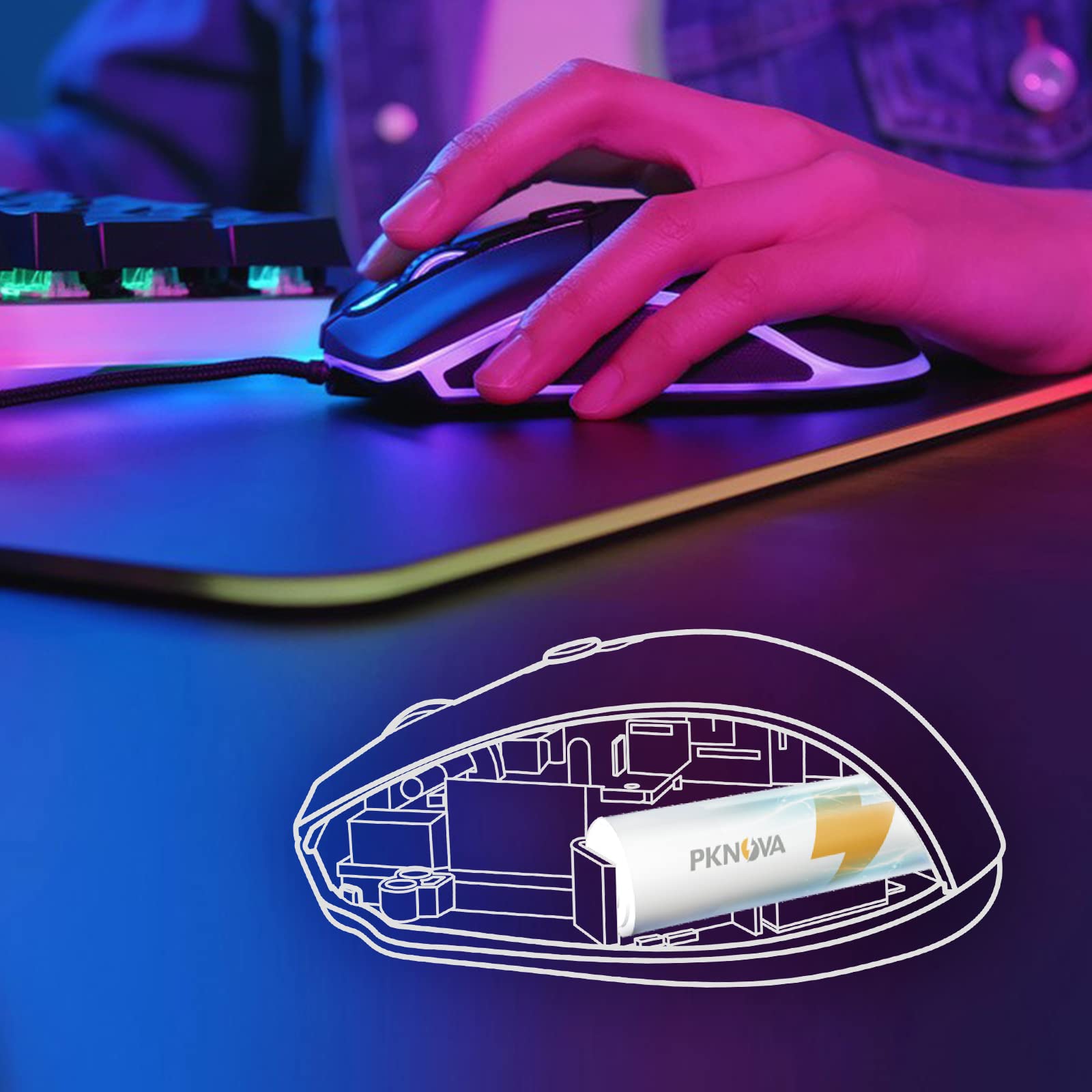 TTbaodan PKNOVA LR6 AA Batteries, 10 Pack Double A Battery, 1.5V Alkaline AA Battery with Long-Lasting Power Best Used for Wireless Keyboard and Mouse Battery, Non Rechargeable