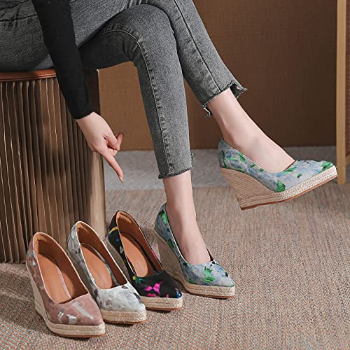 Spring and Autumn New Slope Heel Thick Sole Pointed Shallow High Heel Slope Heel Shoes Hidden Wedge Tall Boots Women