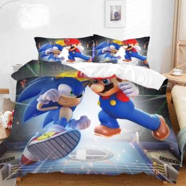Mario & Sonic Characters Bedding Set! Kids Twin Bedding Set