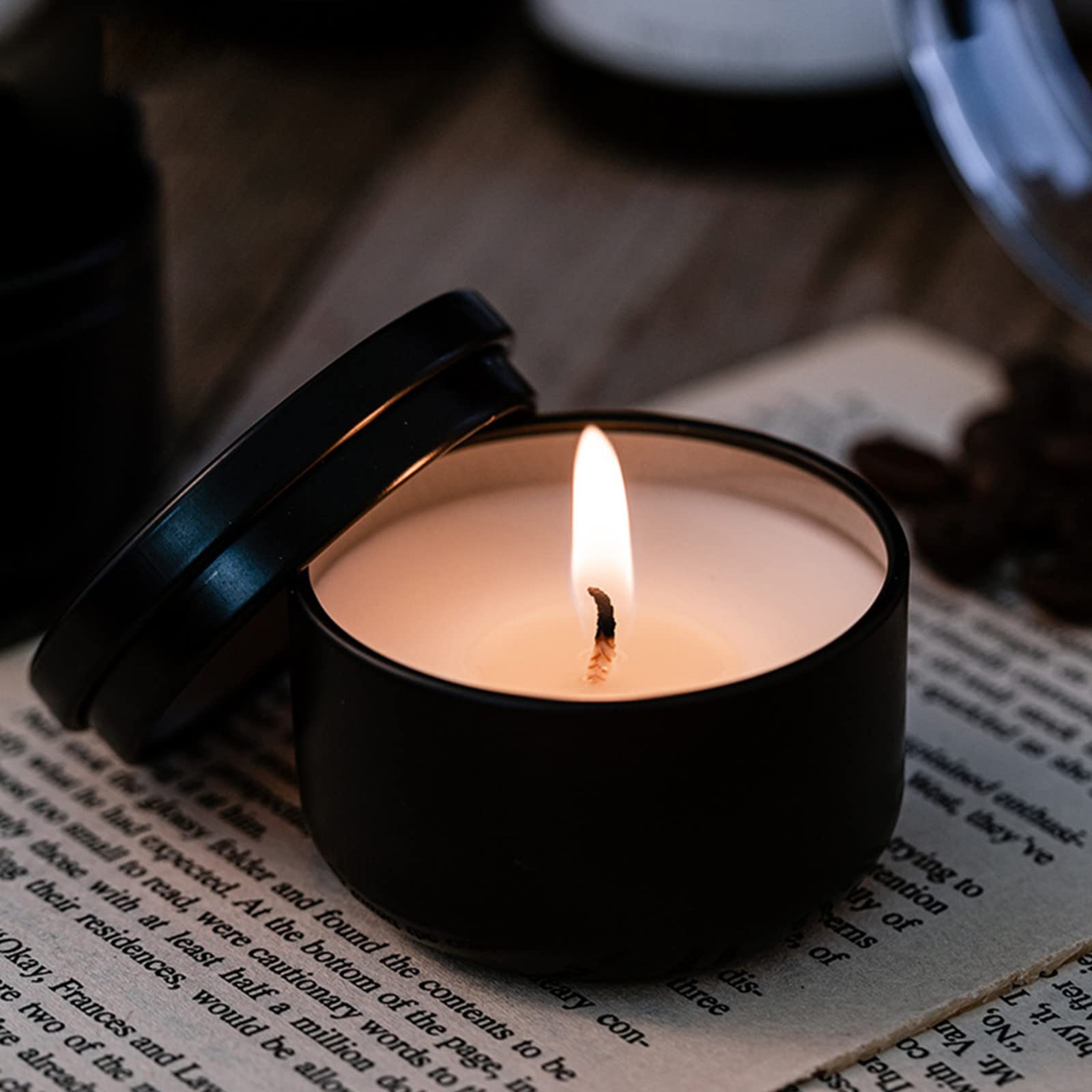 Lyellfe 24 Pack Candle Tins, 4 Oz Black Candle Jars with Lid, Empty Candle Holder Container Bulk for Candle Line, Gift, Making Candles, Storing Spice Candy