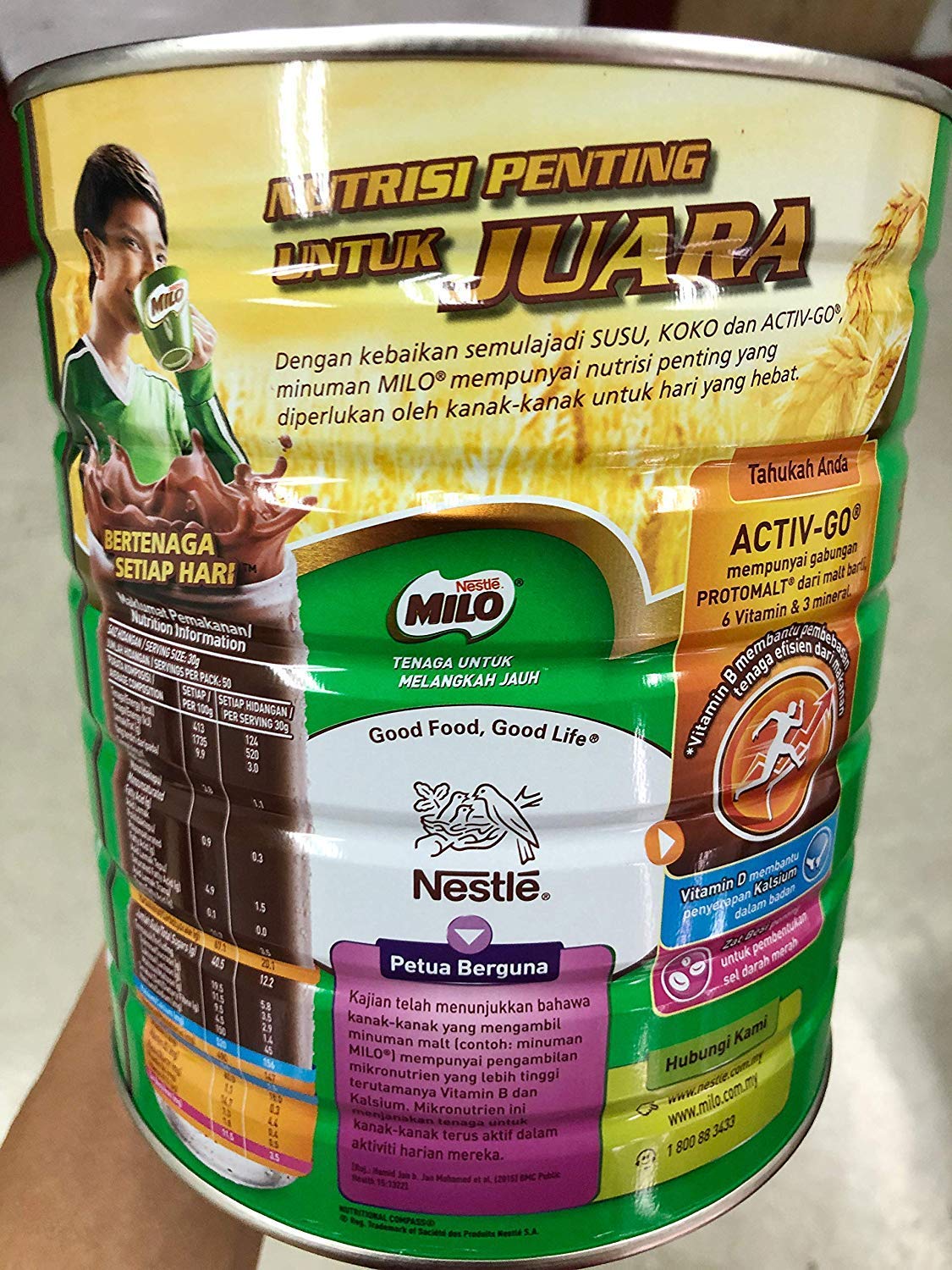 Nestle Milo Malaysia 3.3 Pound (1.5kg) Halal Beverage Mix Chocolate Malt Powder Tin Can Fortified Powder Energy Drink Cocoa