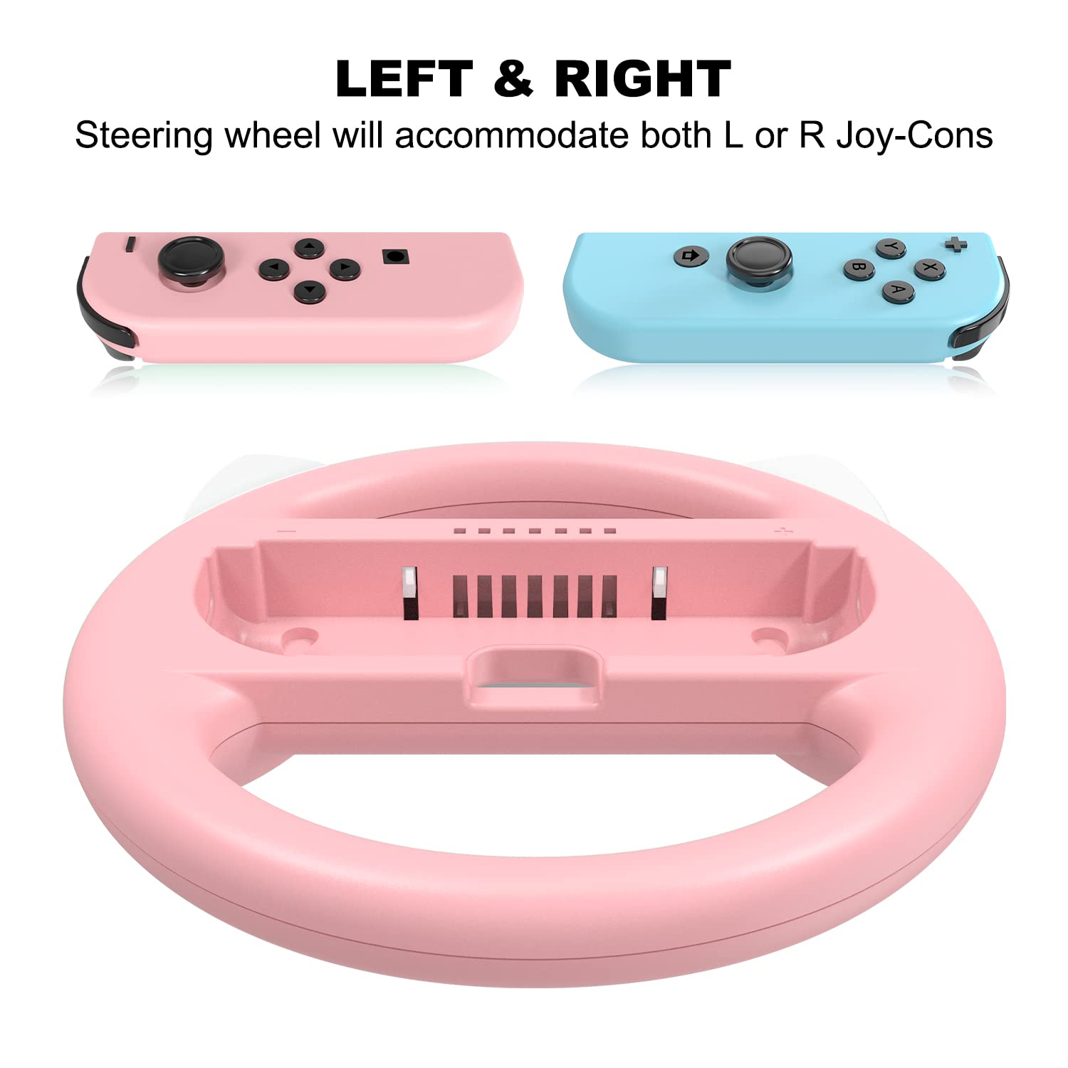 momen Switch Steering Wheel for Nintendo Switch Accessories,Racing Wheels for Mario Kart 8 Deluxe,Compatible with Switch JoyCon Controllers, 2 Pack,Blue & Pink