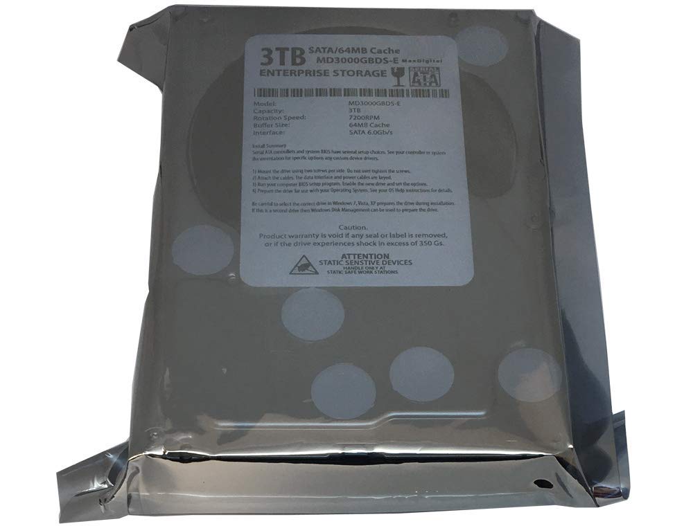MaxDigital 3TB 7200RPM 64MB Cache SATA III 6.0Gb/s (Enterprise Storage) 3.5" Internal Hard Drive w/2 Year Warranty (Renewed)