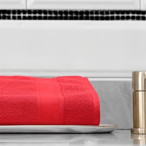 Magshion Extra Large Cotton Bath Sheet for Bathroom Adults Oversized Quick-Dry Bath Sheet Towels Set of 2,Red
