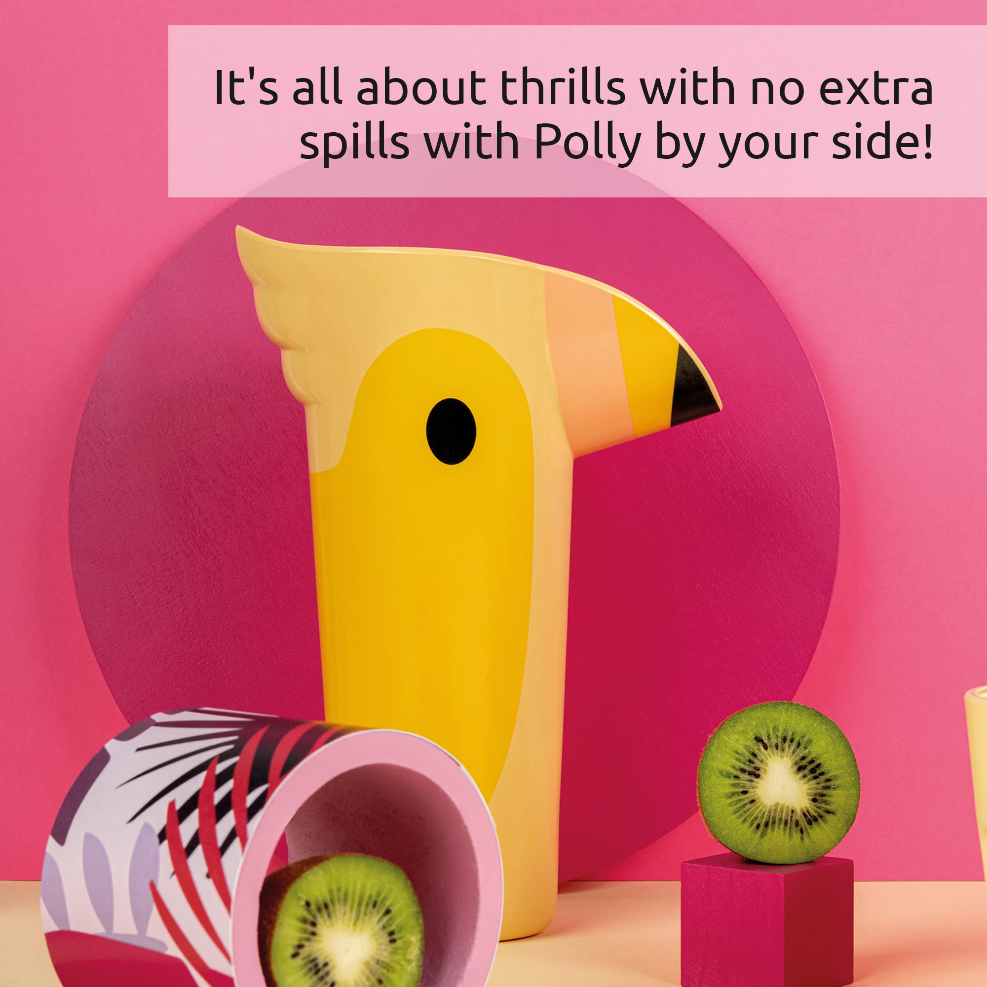 Polly Toucan Pitcher 25 Oz Yellow by OTOTO - BPA free Water Pitcher - 2 Litre (25 Oz) Pitchers for Iced Tea