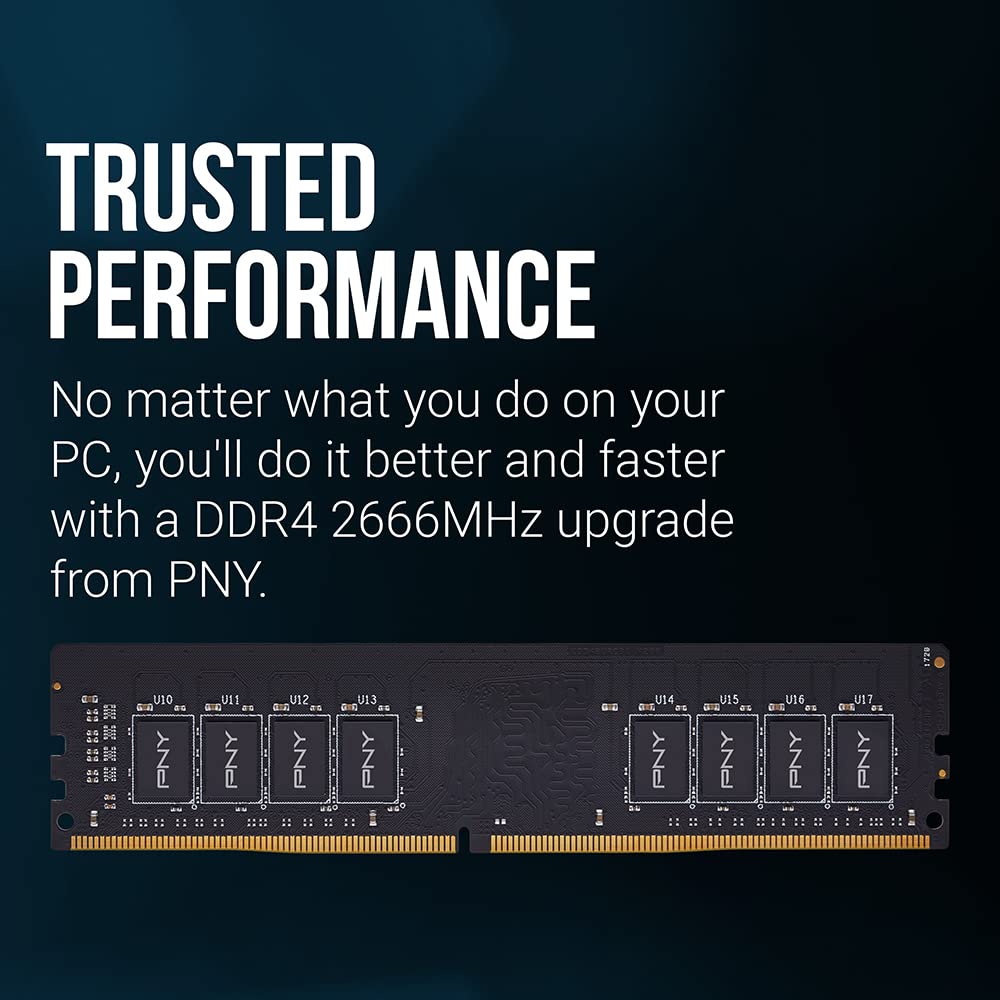 PNY Performance 16GB DDR4 DRAM 2666MHz (PC4-21300) CL19 (compatible with 2400MHz or 2133MHz) 1.2V Desktop (DIMM) Computer Memory – MD16GSD42666-TB