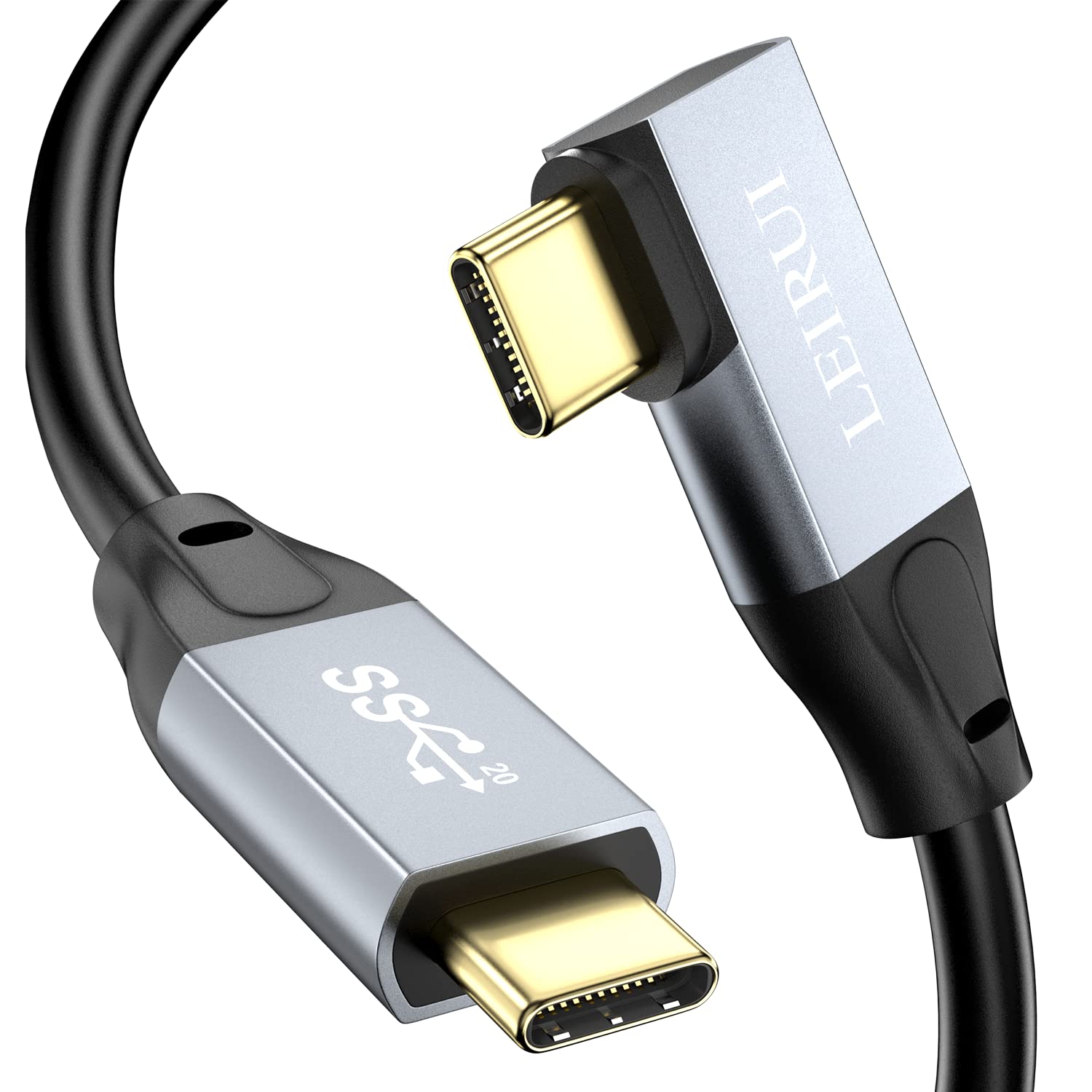 USB C to USB C Cable, 3.3 FT Right Angle SB C 3.2 Cable 100W 20Gbps DataTransfer Cable, 4K Video Output with E-Marker Compatible with MacBook Pro/Air, iPad Pro, Samsung Galaxy S22/21/20