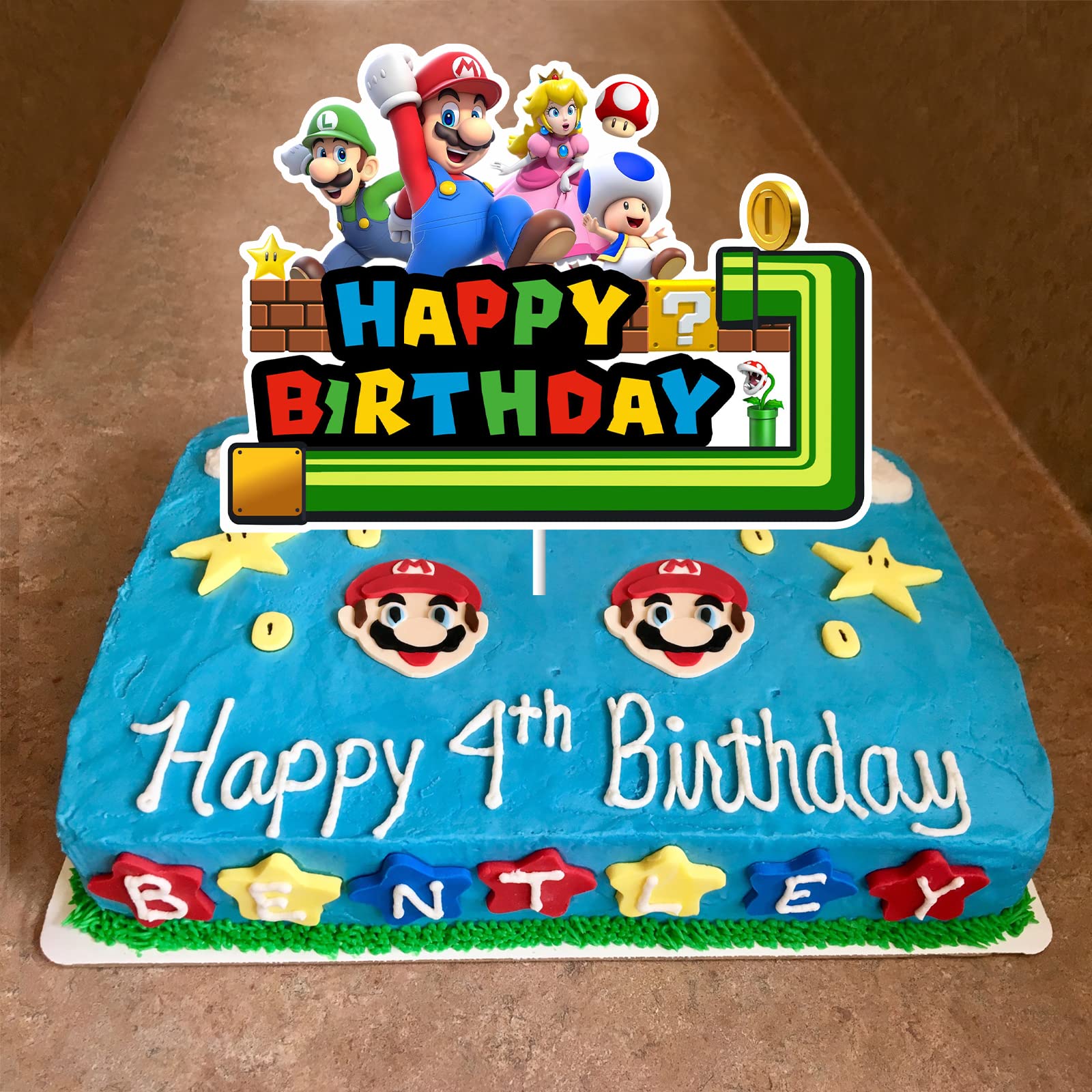 Mario Happy Birthday Cake Topper, Party Supplies Decorations for Mario Party Supplies Decor
