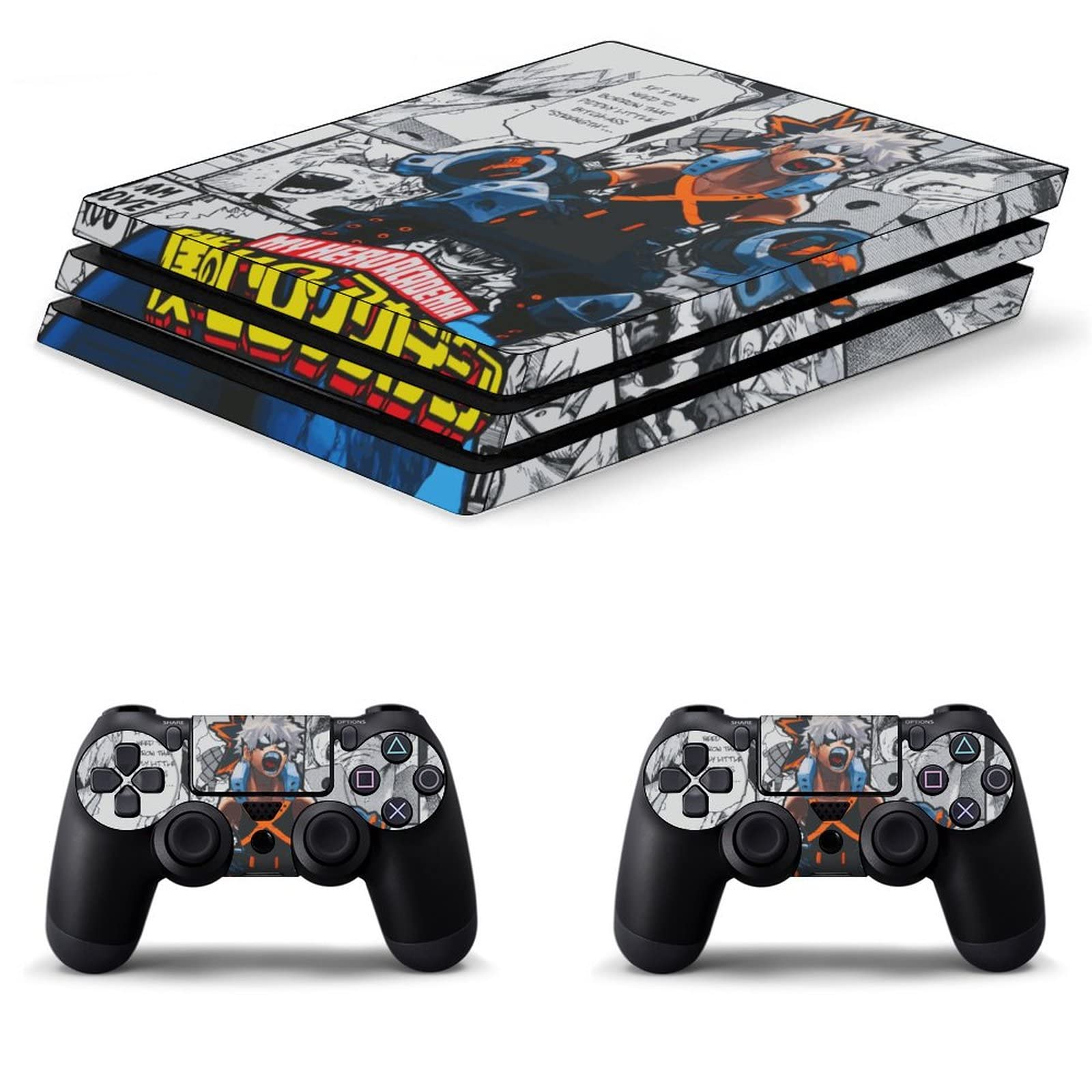 OUFGBCX Anime Boy Katsuki Bakugou PS4 Pro Controller and Console Skin Sticker Protective Cover Wireless/Wired Gamepad Controller Full Body Skin Body Vinyl Sticker Decal Cover Skin
