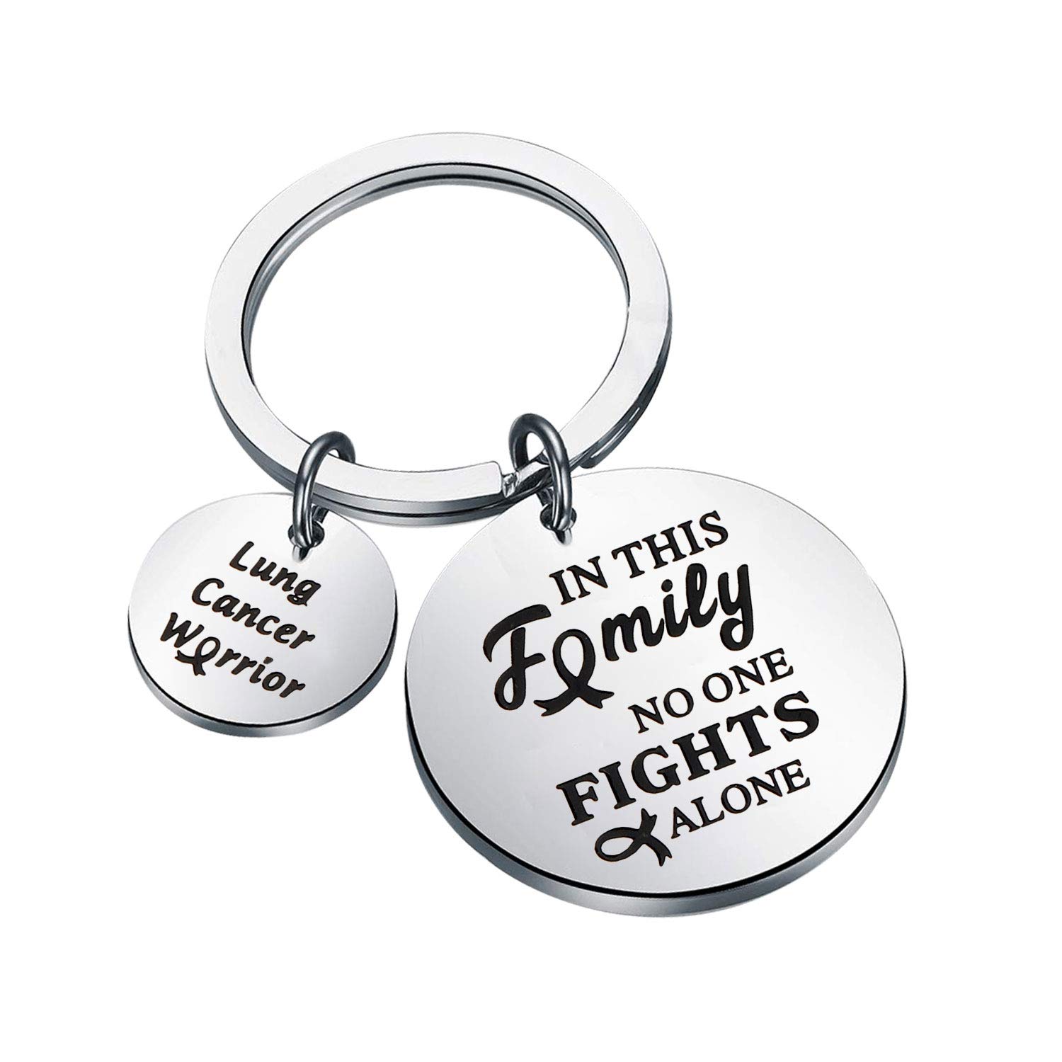 Lung Cancer Awareness Gifts Lung Cancer Keychain Survivors Gifts Inspirational Lung Cancer Support Gifts in This Family No One Fights Alone (Lung Cancer Keychain)