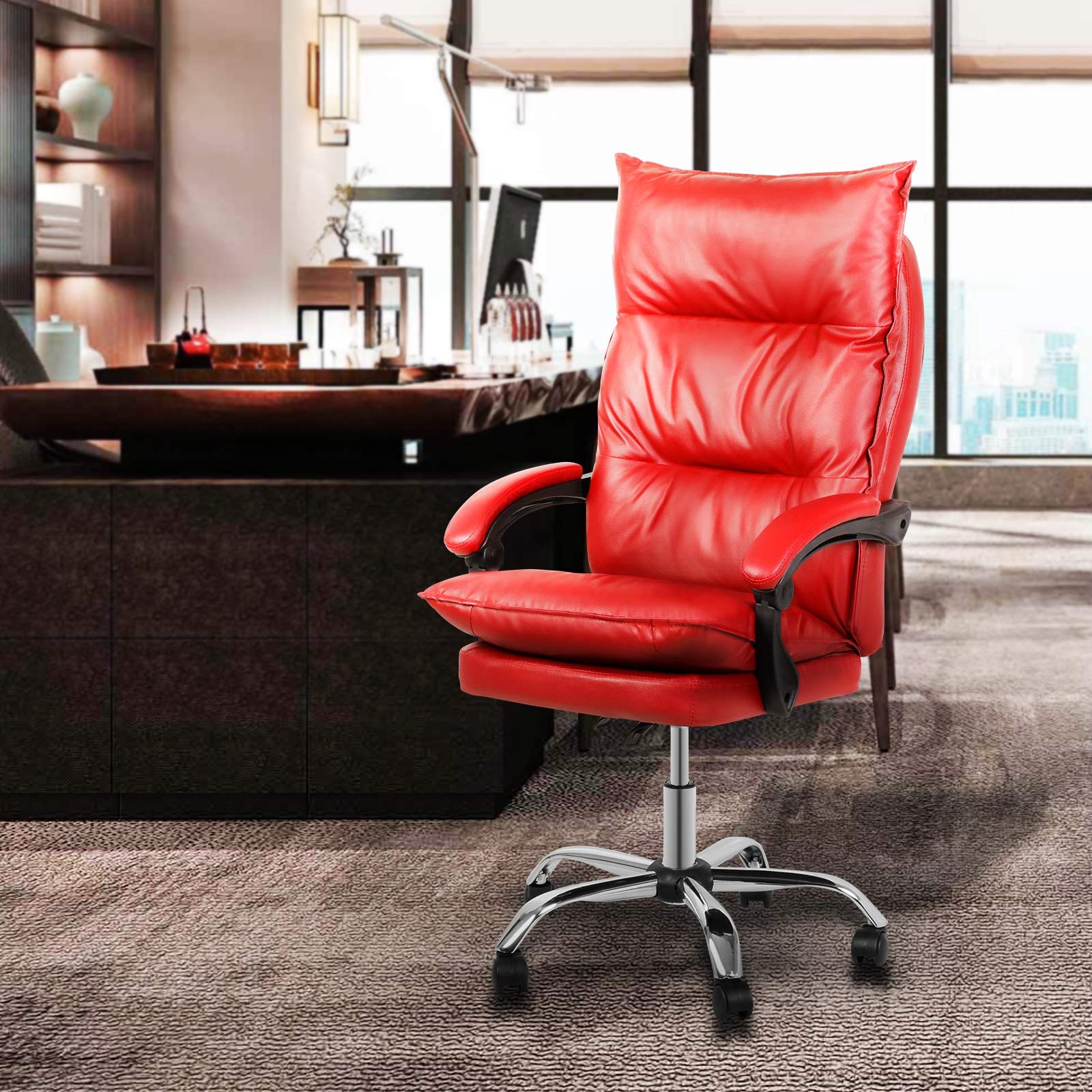 Magshion High-Back Faux Leather Ergonomic Heavy Duty Executive Swivel Office Desk Chair,