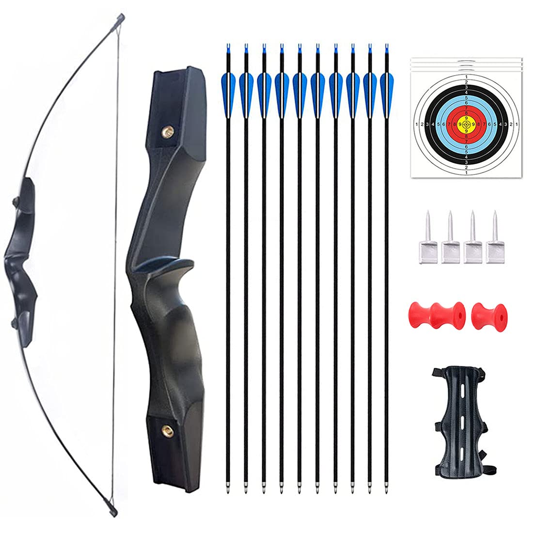 Monleap Archery Recurve Bow and Arrows Set for Adults 51" Right Hand Longbow Kit Takedown Bow for Beginner Hunting Shooting Practice 30-40lb (40 pounds)