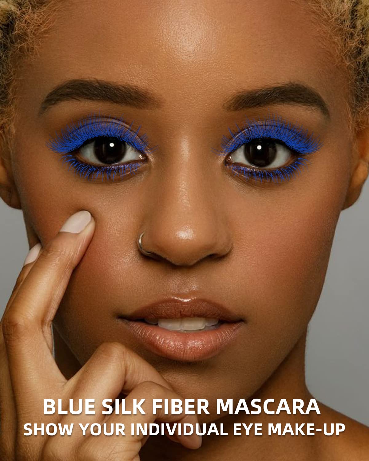 Naseny Waterproof Blue Mascara Volume And Length,5D Silk Fiber Lengthening Thickening,Clear Eyebrow Gel Keep Brows Stay In Place,Brow Freeze Goes a Long Way Creat Full Voluminous Party Eye Makeup