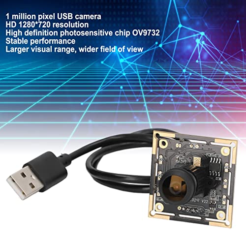 USB Camera Module, Device Embedded Camera Module OV9732 Photosensitive Chip HD 1280x720 Resolution 180 Degree Distortion Panorama for Industrial System