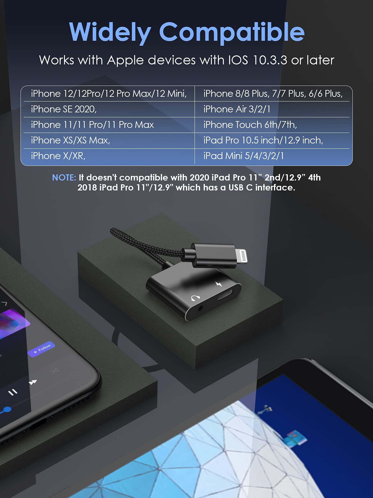 Mangotek iPhone Headphone Adapter, Lightning to 3.5 mm Headphone Jack Adapter iPhone Dongle Converter Aux Adaptor Compatible with iPhone 14 13 12 11 Pro Max 7 8 Plus SE X XR XS