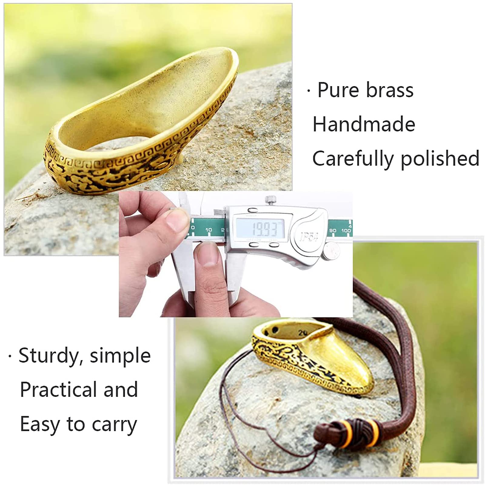 ocairnry Archery Brass Finger Protector Thumb Ring Handmade Thumb Protector Ring Traditional Finger Tab for Archery Thumb Release (20mm)