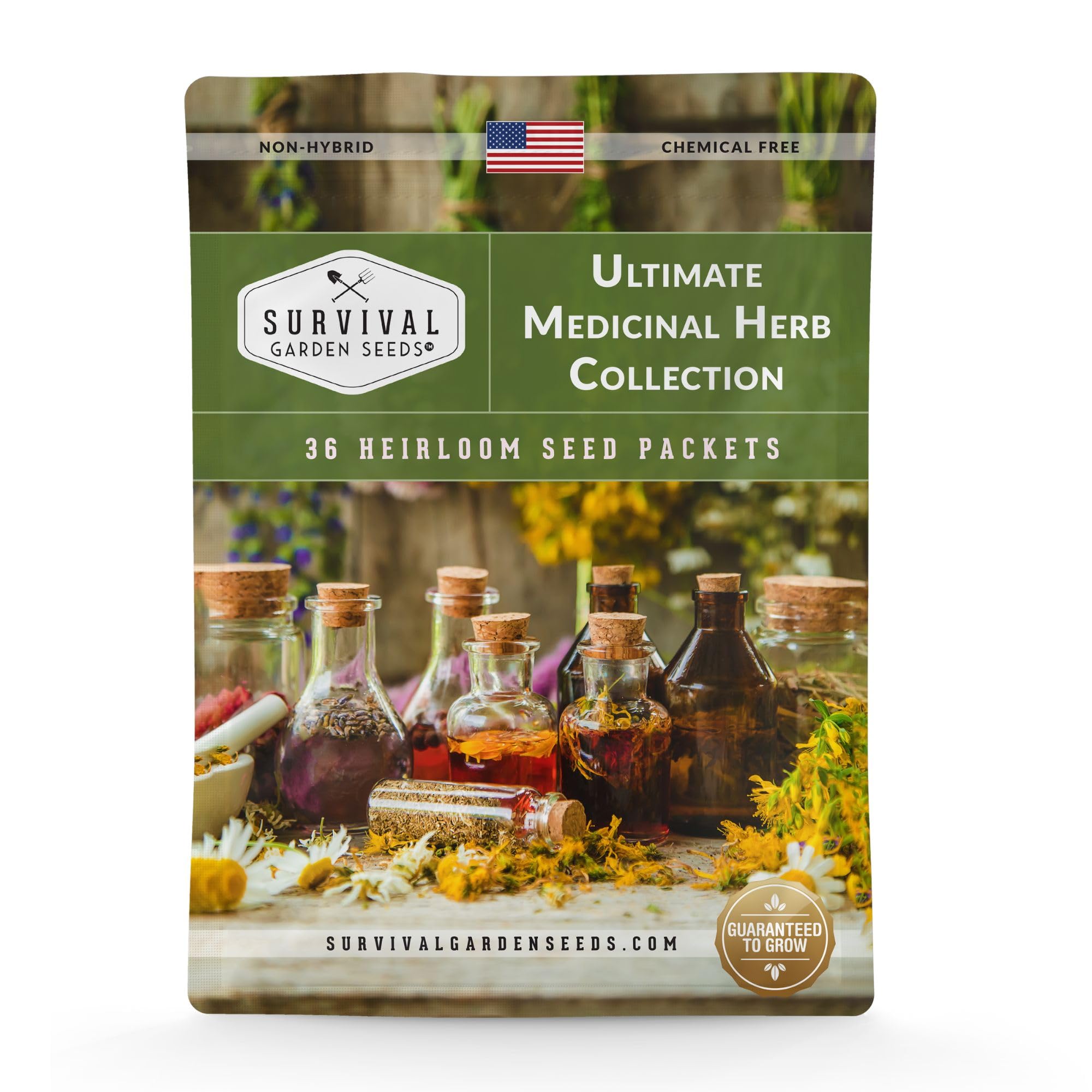 Ultimate Medicinal Herbs Collection - 36 Variety Pack of Herb Seeds for Growing Essential Healing Plants - Mixed Assortment for Homesteaders - Non-GMO Heirloom Varieties - Survival Garden Seeds