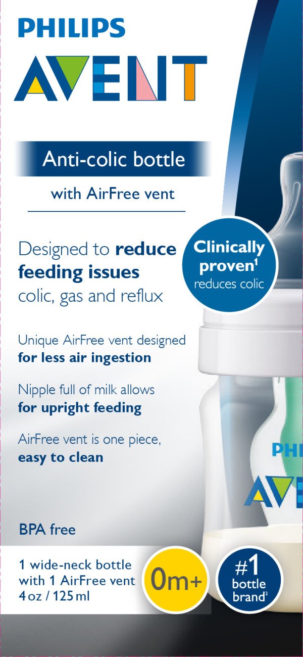 Philips Avent Anti-colic Bottle with AirFree vent 4oz 1pk, SCF400/14