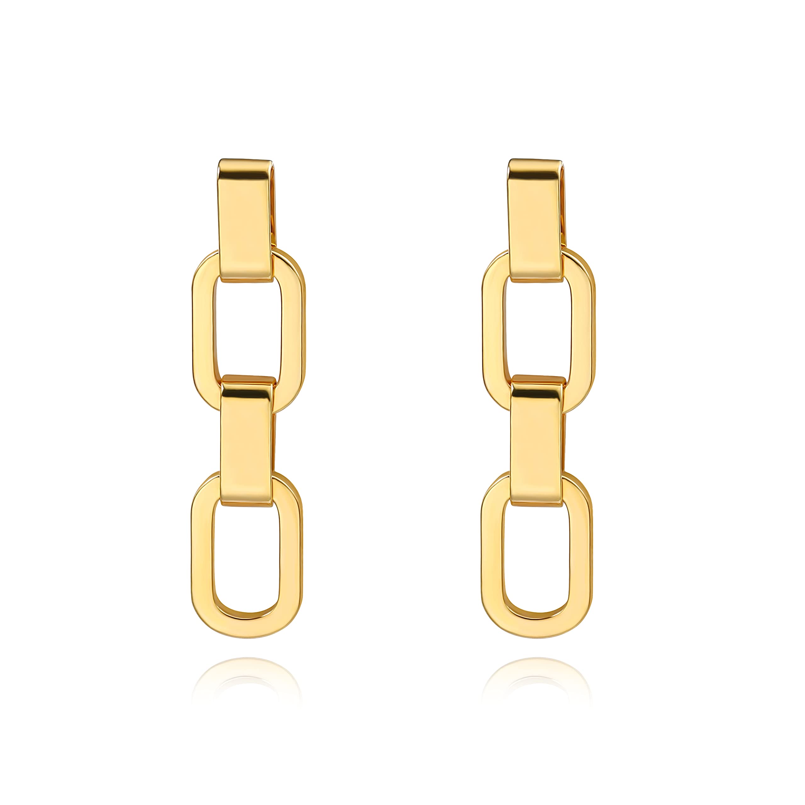 PERNNLA PEARL Paperclip Chain Link Drop Dangle Earrings for Women Dainty 18K Gold Geometric Long Earring Simple Trendy Statement Earrings Women Jewelry