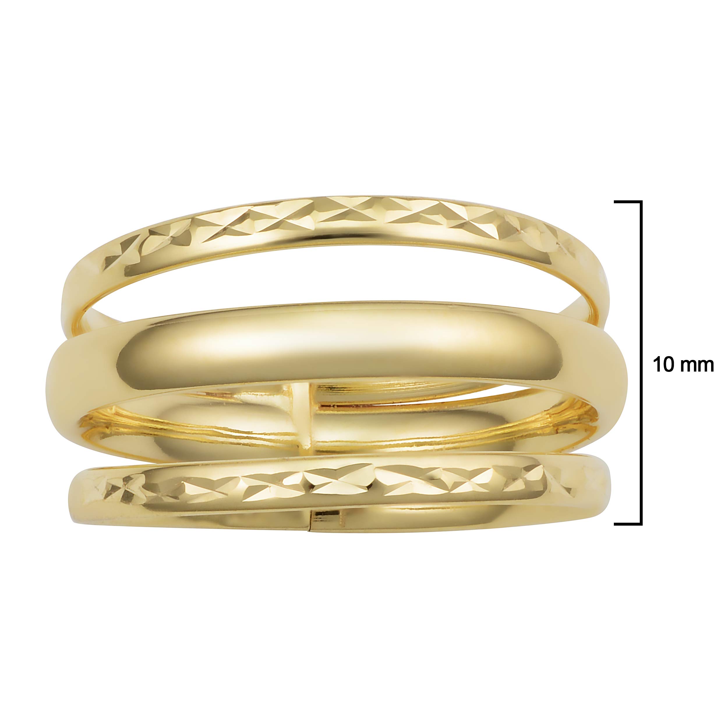 KoolJewelry 14k Yellow Gold High Polish Diamond-Cut Triple Stacked Band Minimalist Ring (size 8)