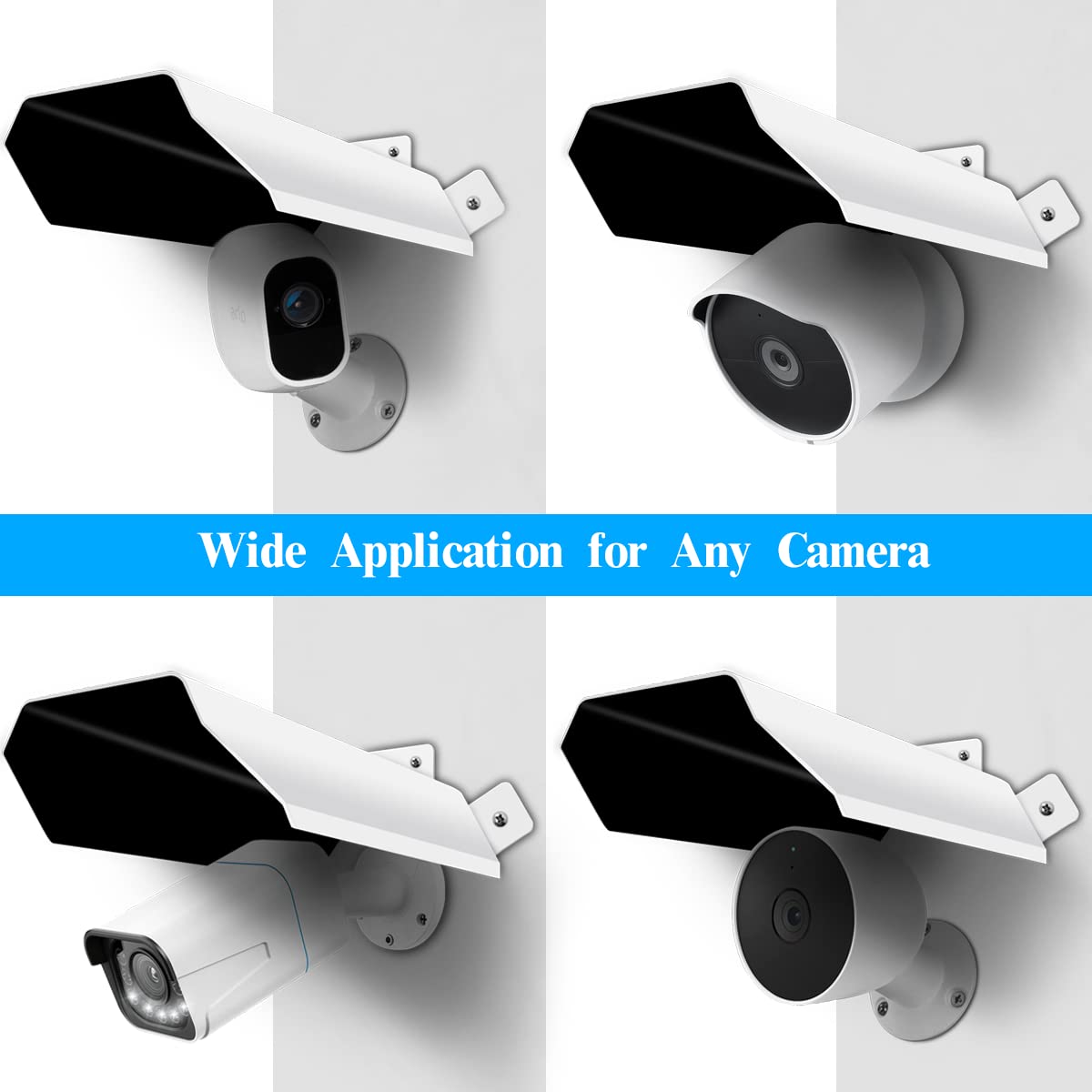 WEILAILIFE Security Camera Cover, Universal Outdoor Camera Cover, Sun Rain Shade Camera Cover Shield for Dome, Bullet, Stick Up Cameras, Weatherproof, Metal Aluminum, White (1 Pack)