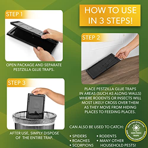 Pestzilla Baited Mouse Trap β Professional Strength Glue Rat Trap β 12 Glue Trays - Perfect for Household Pests & Mouse Traps Indoor and Around a Home