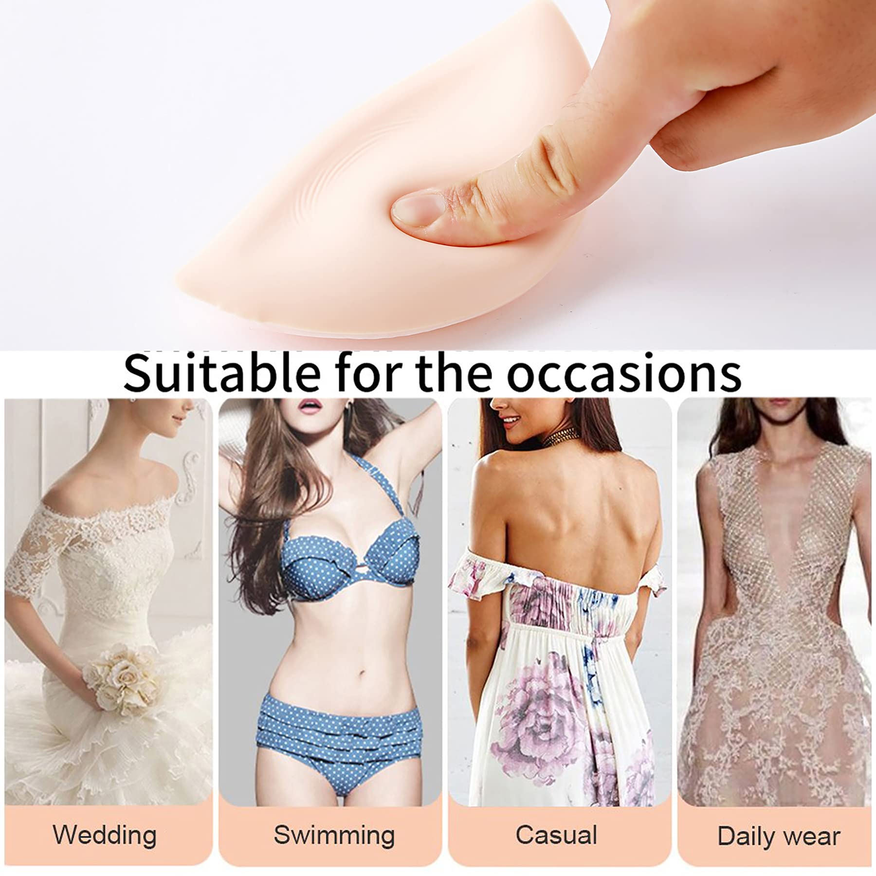 LZWIN Waterproof Extra-light Silicone Chicken Cutlets Bra Inserts - Soft Push Up Enhancer Pads for Summer Swimsuits & Bikini