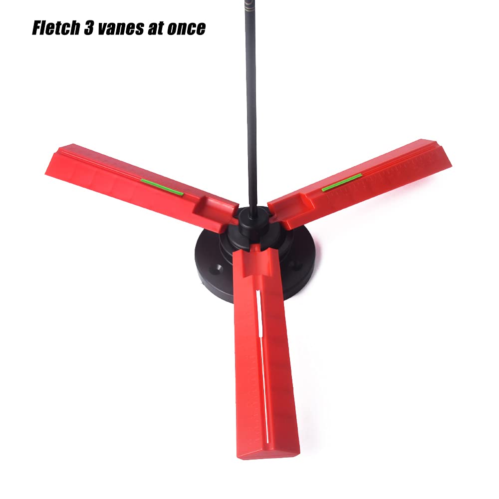 LWANO Fletching Jigs Straight Tower Fletch Tool with Scale Fletcher for DIY Archery Arrows Feathers Vanes (Red)