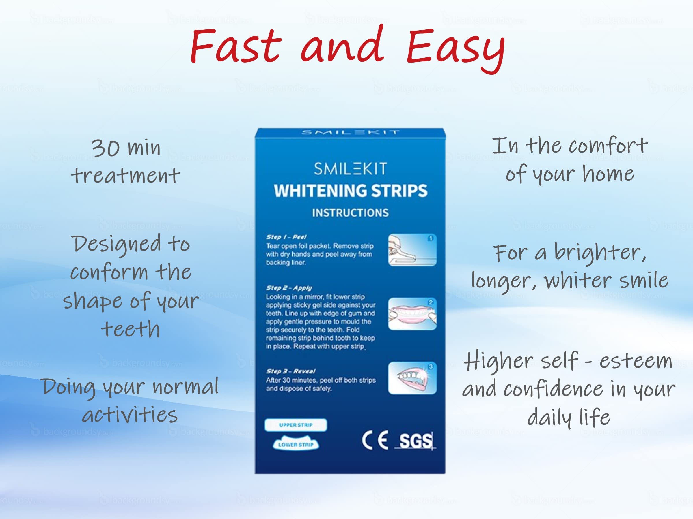 Teeth Whitening Strips | Smile Whitener Kit | Pro White | 7 Treatments | Tooth Stain Remover Professional Effects 30 min Express Whiter , Enamel Safe