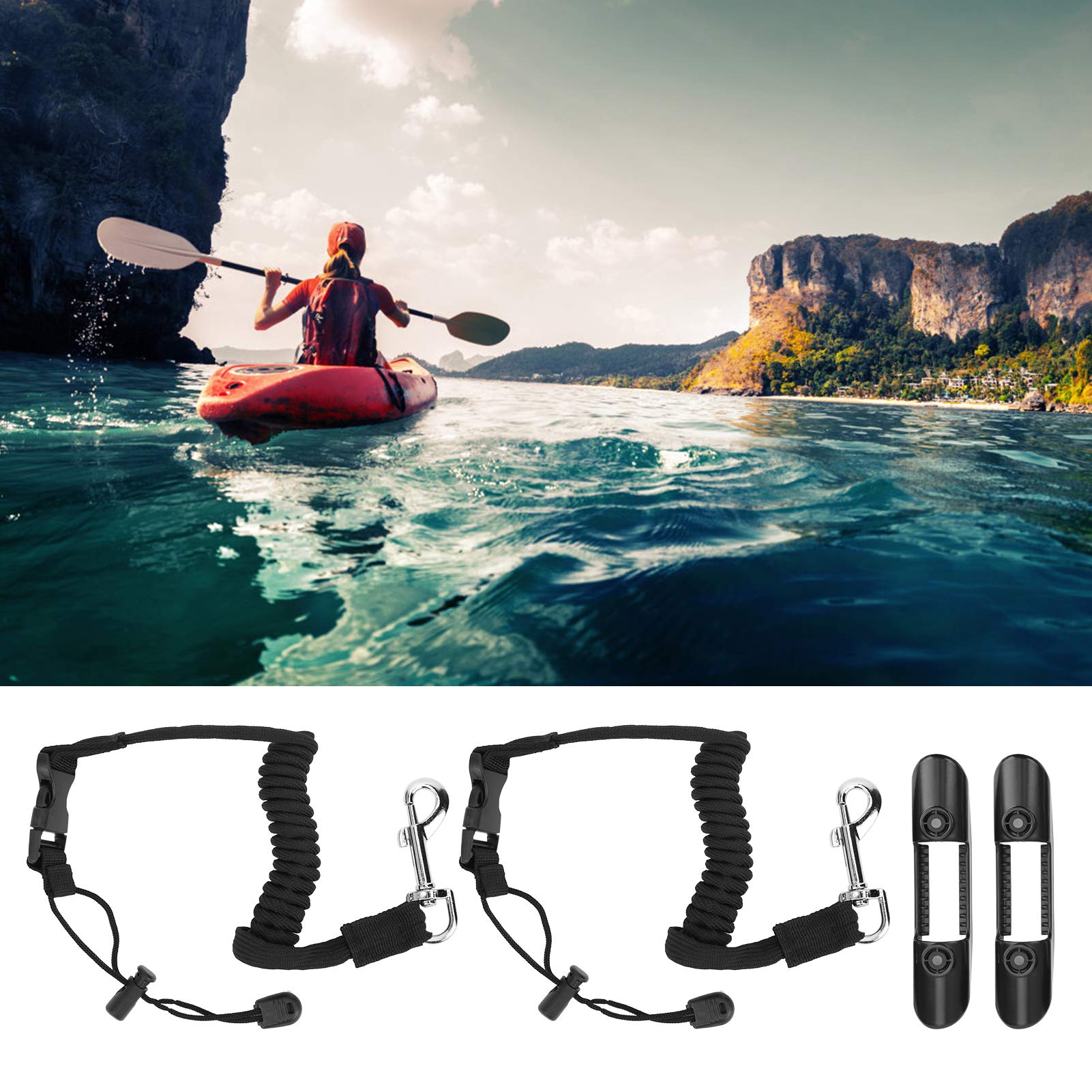 OUKENS Paddle Board Traction Rope, Kayak Canoe Paddle Safety Rope Holder Clip Boat Mount Kit Modified Repairing Accessory