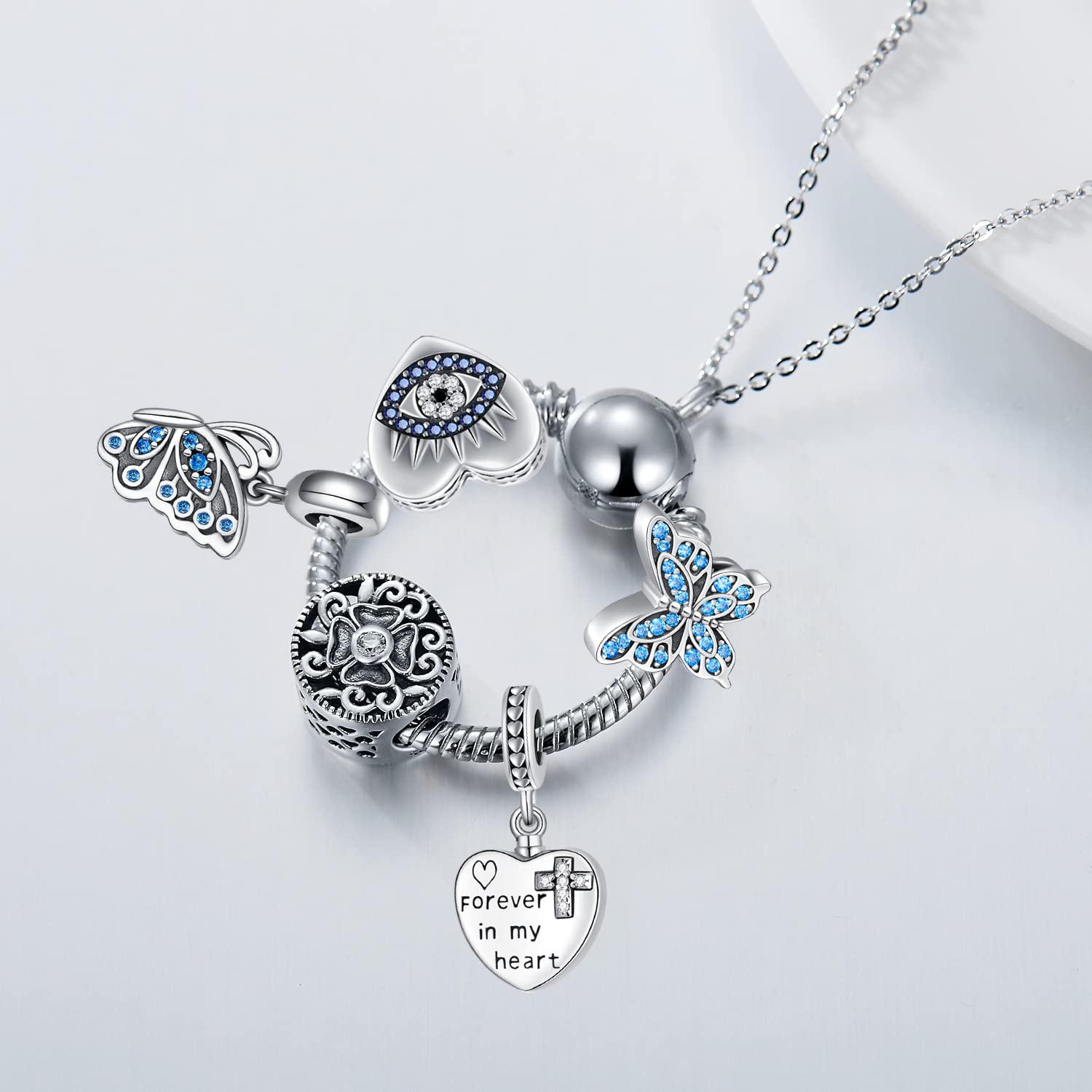 LONAGO 925 Sterling Silver O Pendant for Charm Necklace Charm Jewelry Gift for Women