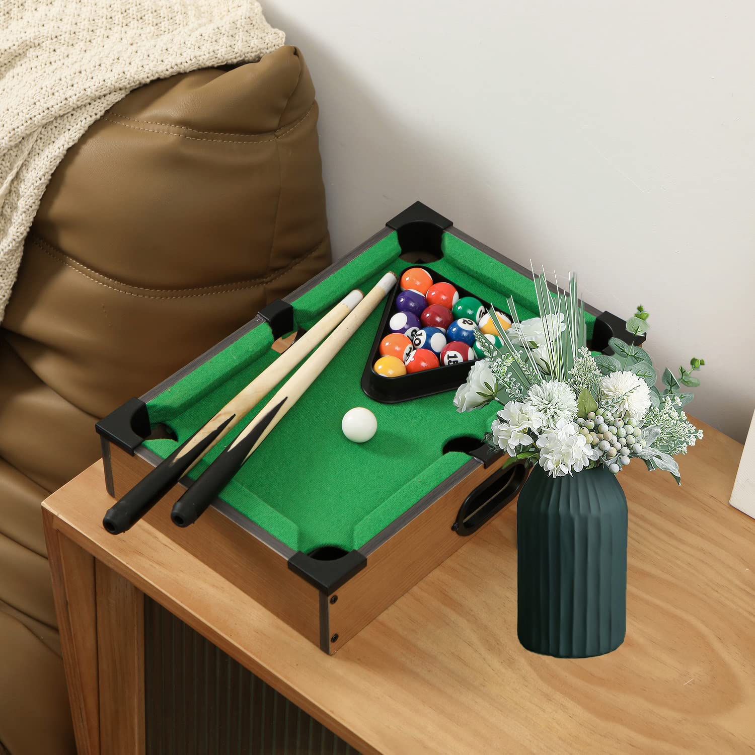Shevshavan 14(inch) Mini Pool Table for Kids Mini Billiards Table-top Game Small Pool Tables Fun for Family Birthday Gifts for Kids