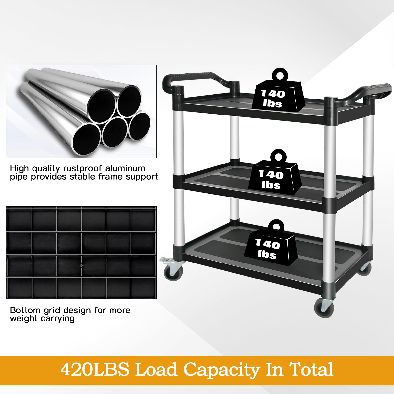 MAYNIYJK Collapsible Rolling Crate with Wheels, Foldable Utility Cart, Folding Portable Rolling Crate with Wheels, Collapsible Cart Storage Box with Telescoping Handle for Shopping Teacher Use