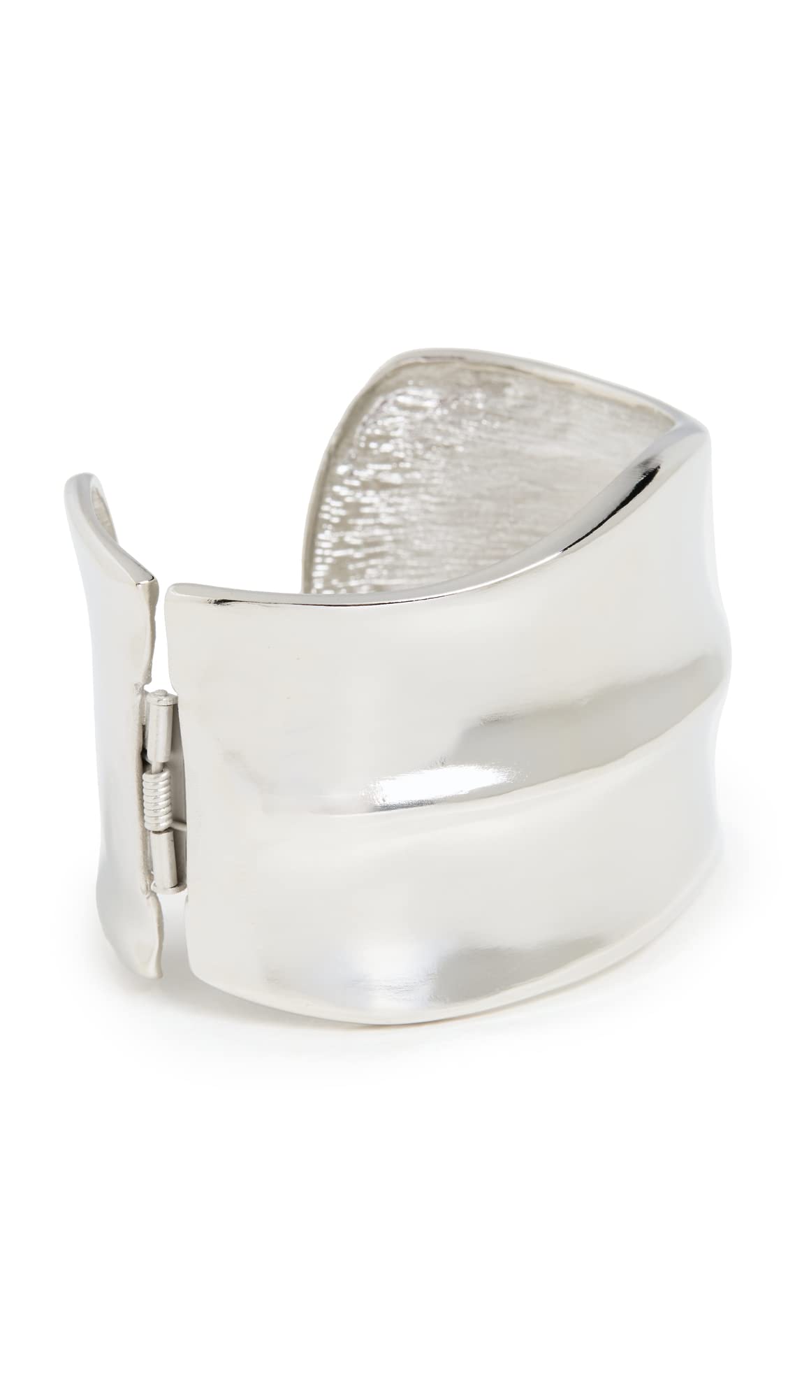 Kenneth Jay Lane Women's Thick Satin Silver Hinged Cuff Bracelet, Satin Silver, One Size